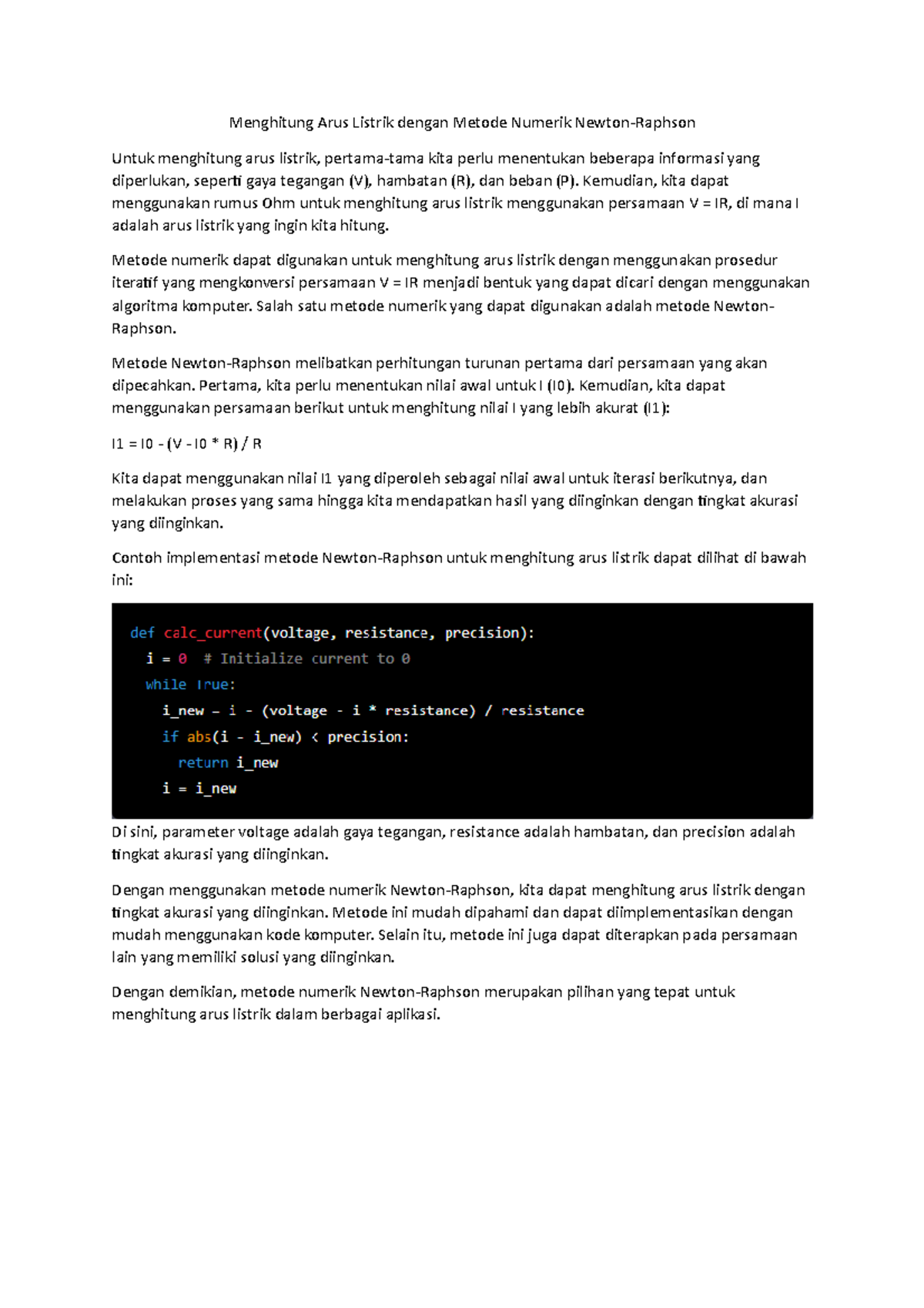 Menghitung Arus Listrik dengan Metode Numerik Newton-Raphson - Kemudian ...