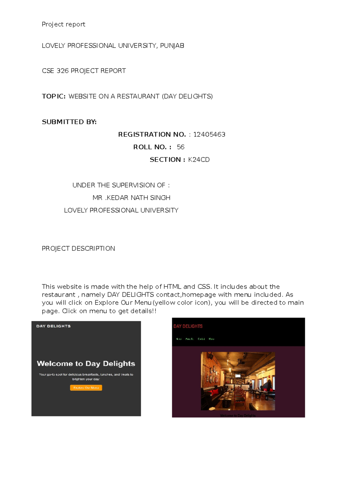 CSE 326 Project Description - LOVELY PROFESSIONAL UNIVERSITY, PUNJAB CSE 326 PROJECT REPORT ...