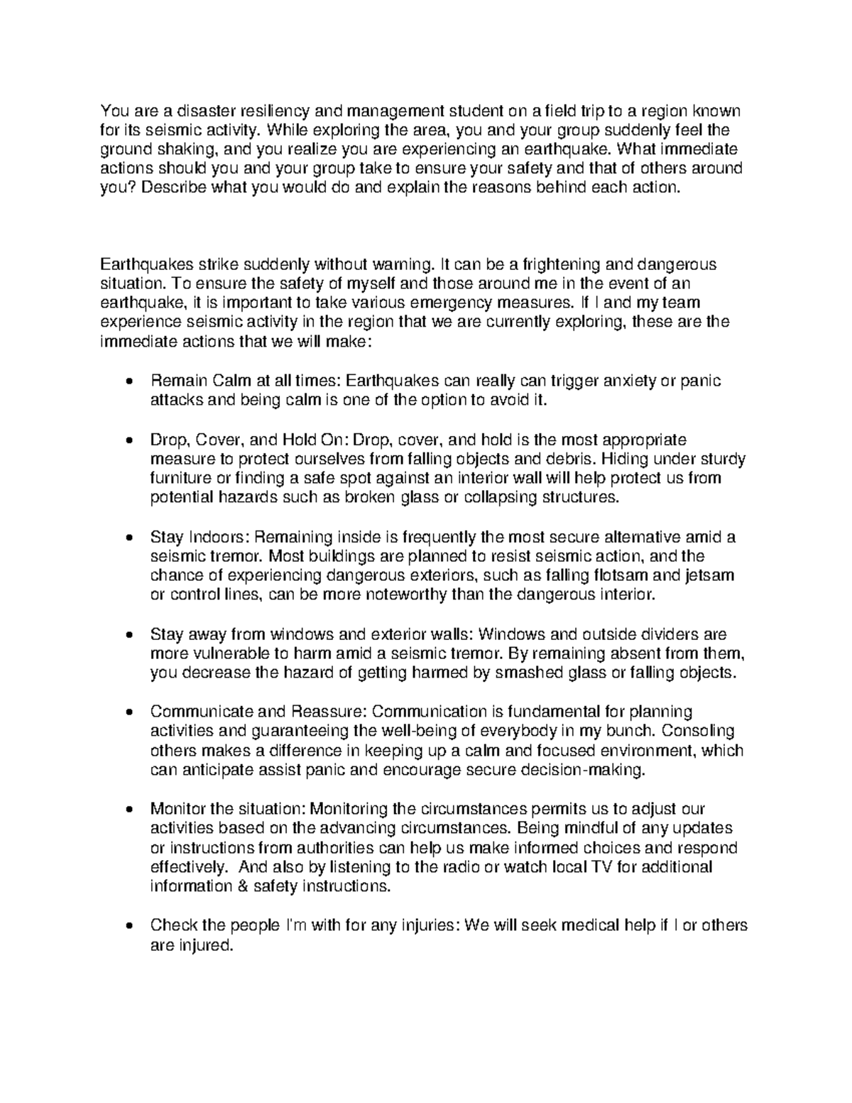 Assignment - hrrrhrh - You are a disaster resiliency and management ...