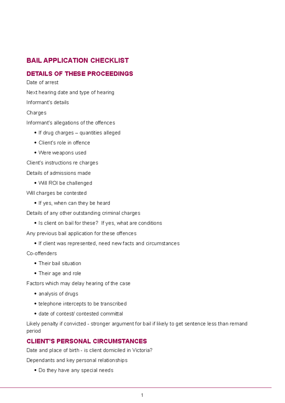 Vla bail application checklist - March 2012 BAIL APPLICATION CHECKLIST ...