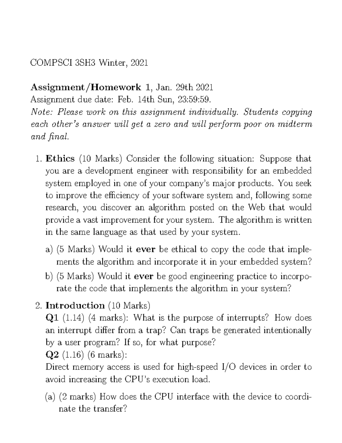 Assignment Homework -1 - COMPSCI 3SH3 Winter, 2021 Assignment/Homework ...