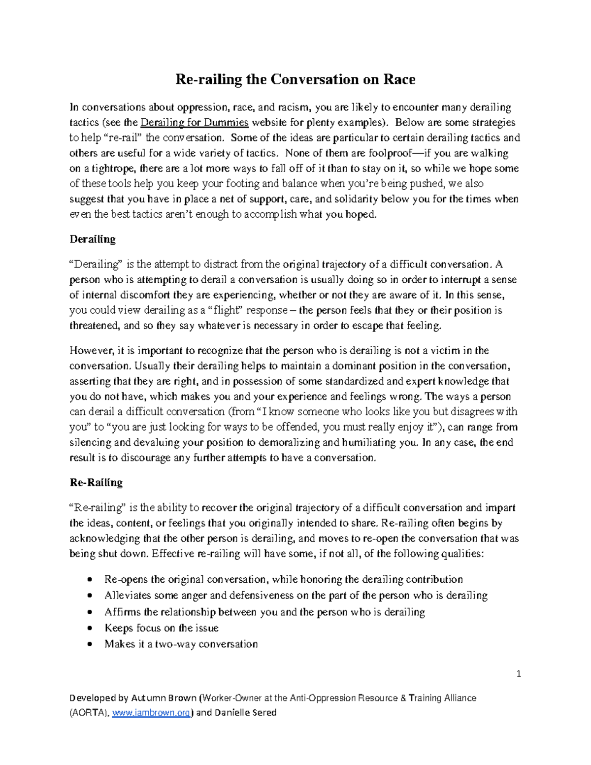 Rerailing Race Talk - assigned reading for racism and how to manage ...