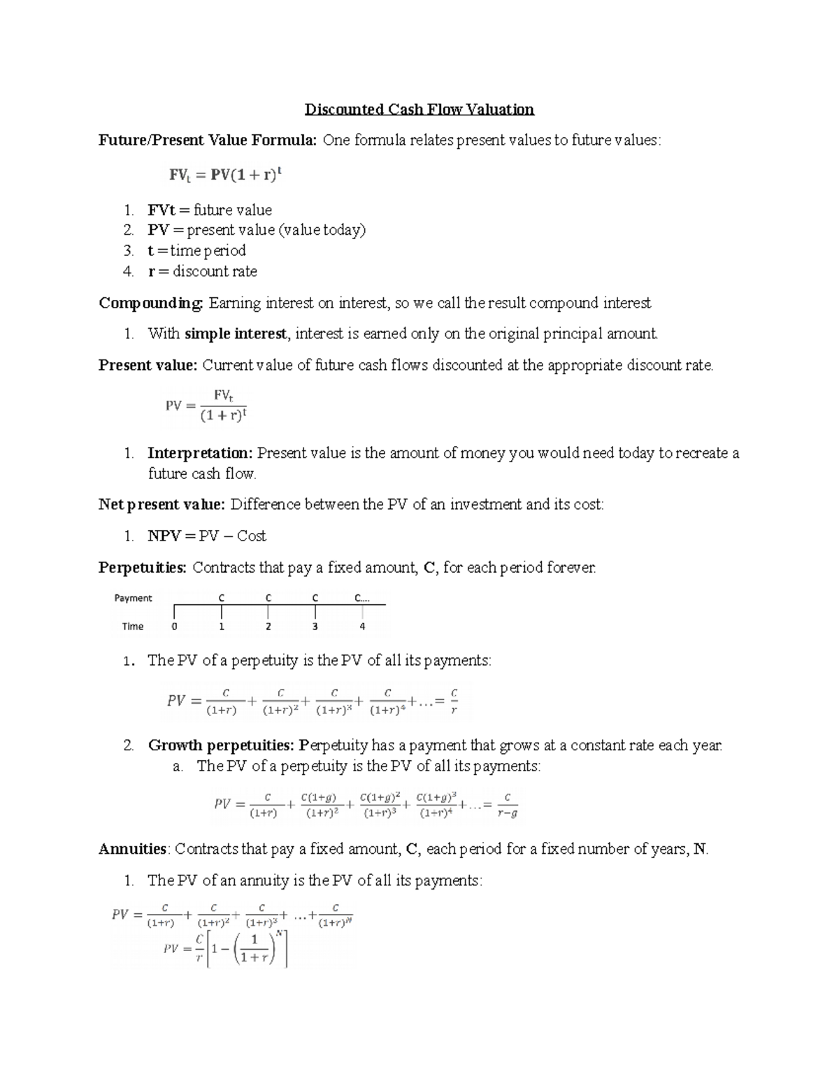 Unit 2 - Professor Martin R. Thomas - Discounted Cash Flow Valuation ...