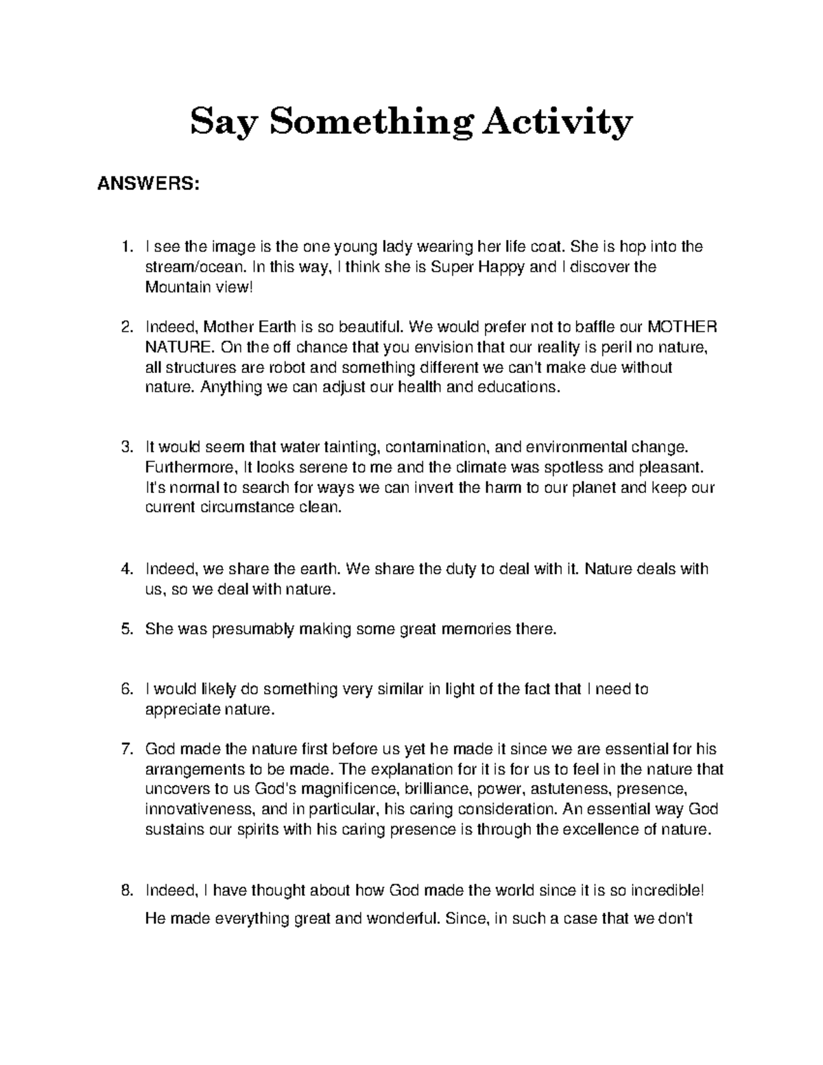 Infante, Leila Mae L. Say Something Activity - Say Something Activity ...