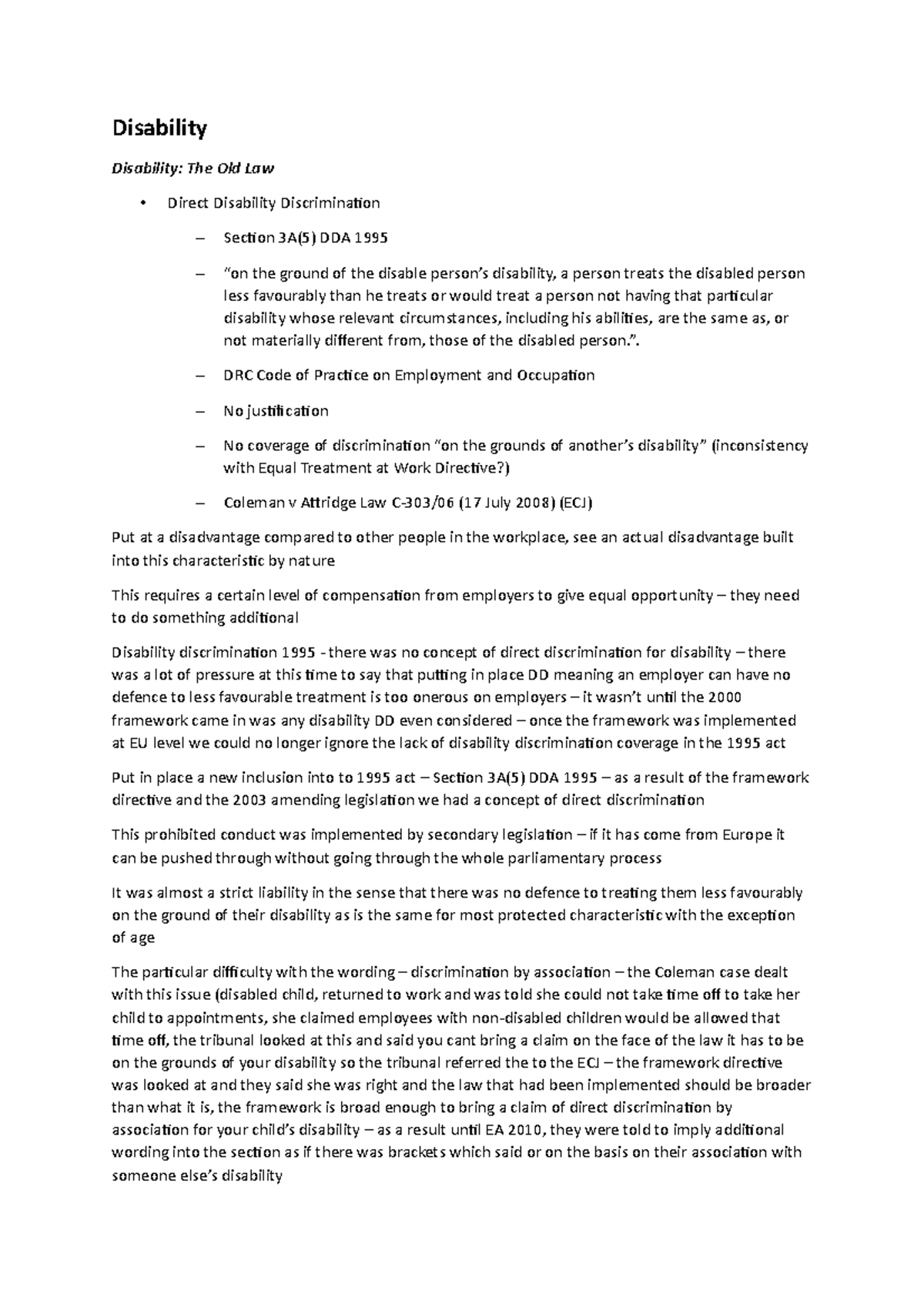 Em's Disability Notes - Disability Disability: The Old Law Direct ...