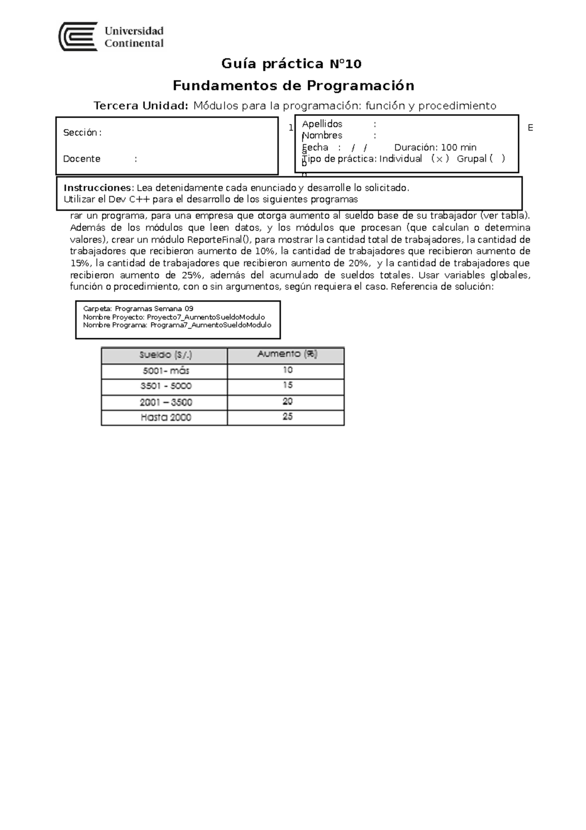 Semana 10 Guia de Practica 10 - Avance - Guía práctica N° Fundamentos de Programación Tercera ...