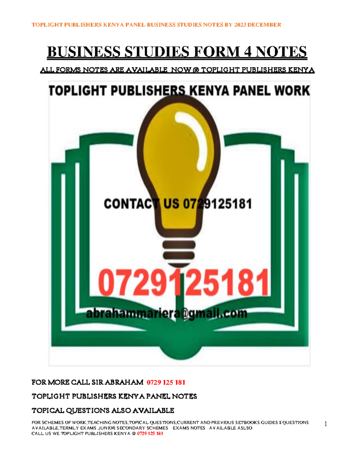 Business FORM 4 Current Teaching Notes - FOR SCHEMES OF WORK,TEACHING ...