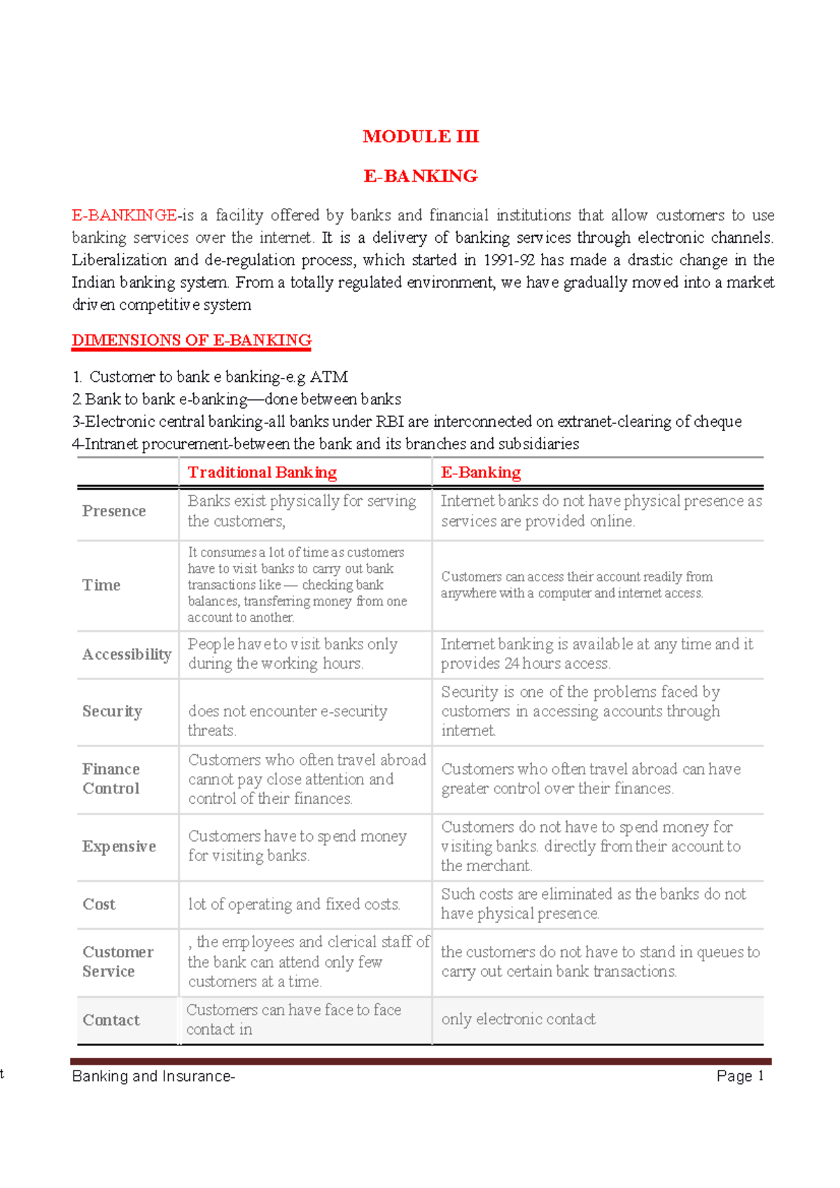 BCOM 3rd Sem-Banking and Insurance- Module III E-Banking - t Banking and Insurance- Page 1 ...