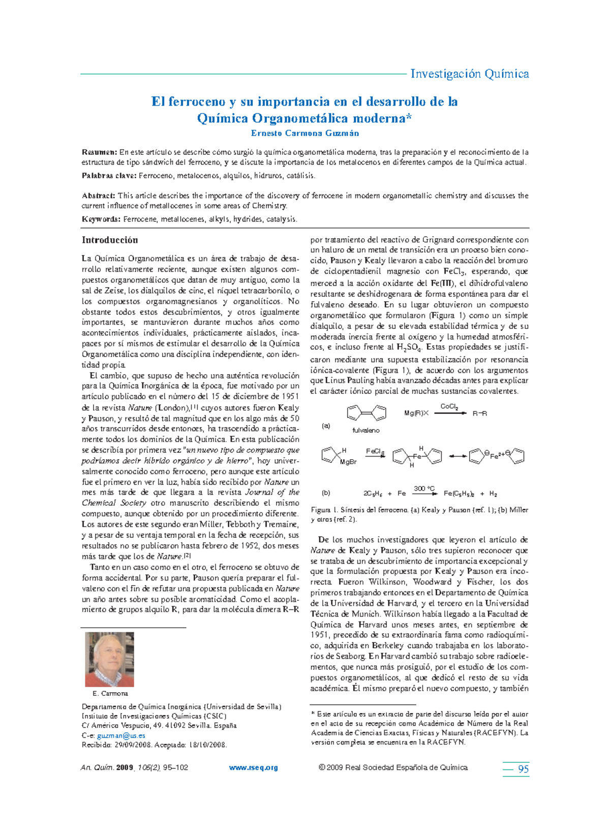 Ferroceno, aplicaciones - Introducción La Química Organometálica es un ...