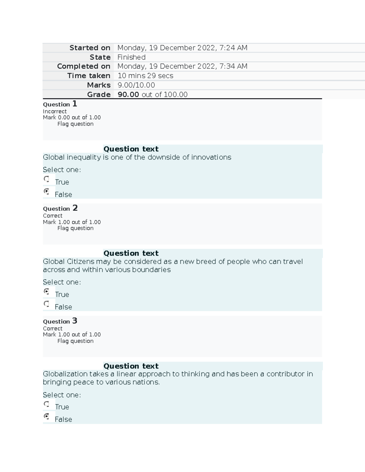 UGRD-GE6102 The Contemporary World final exam part 1 - Started on ...