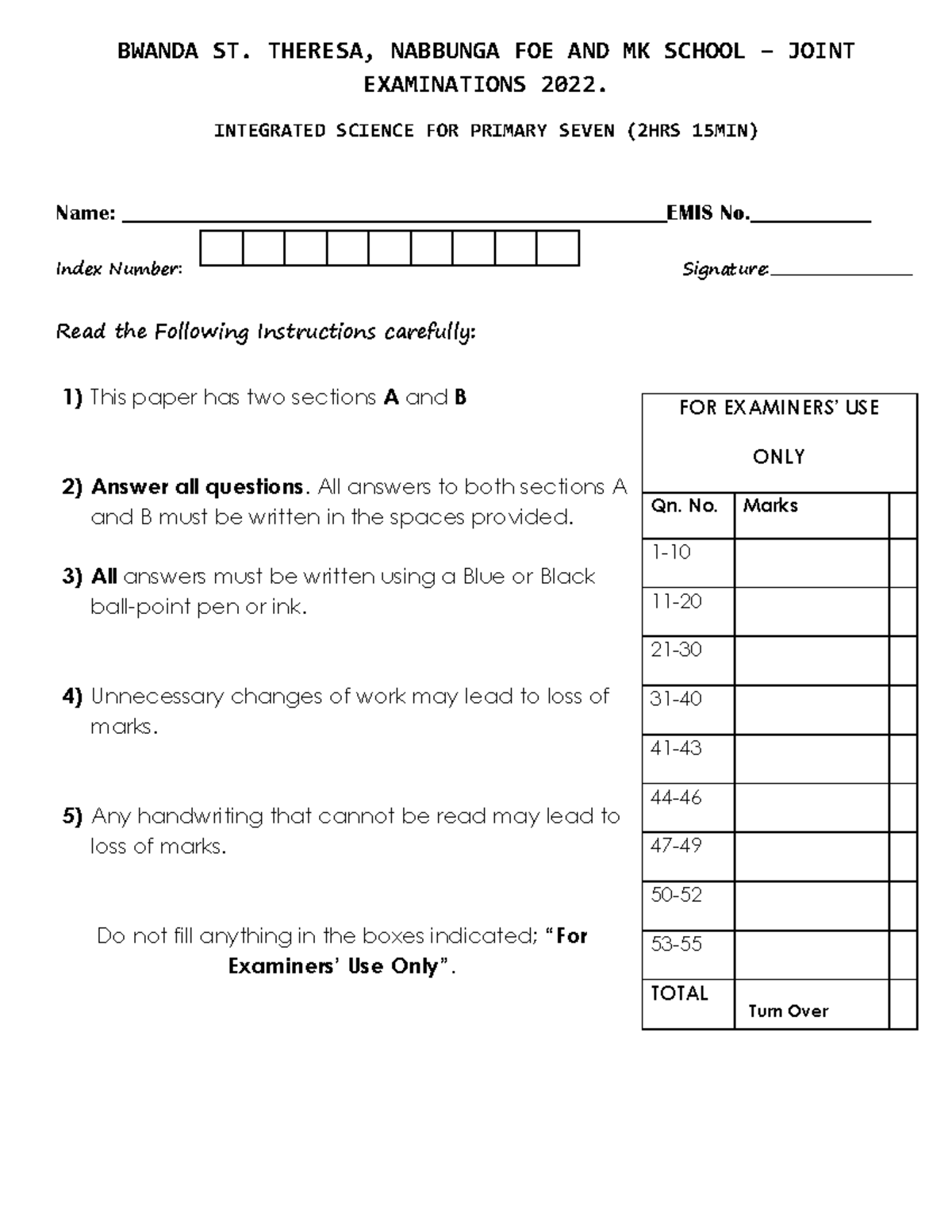 Joint Exams Science P7 - Read and tryout yourself on the available ...