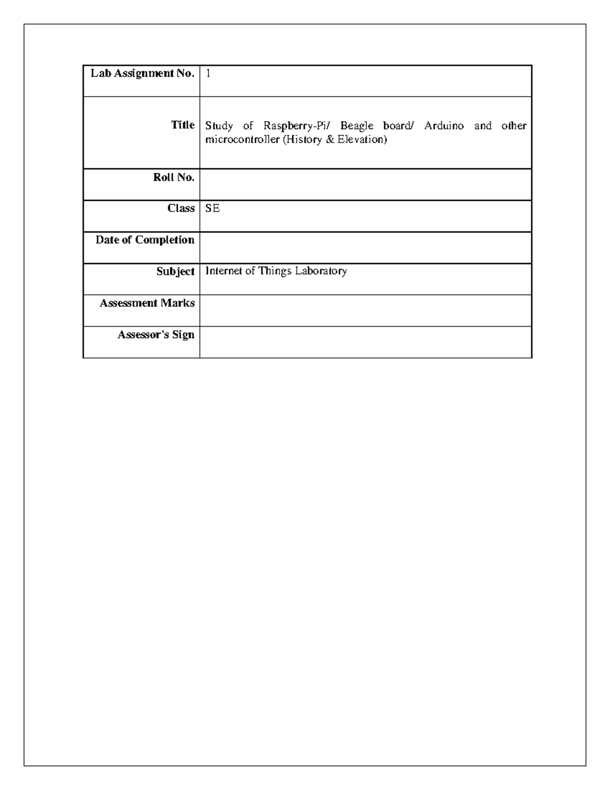 Lab Manual IOT aids semester four - Lab Assignment No. 1 Title Study of ...