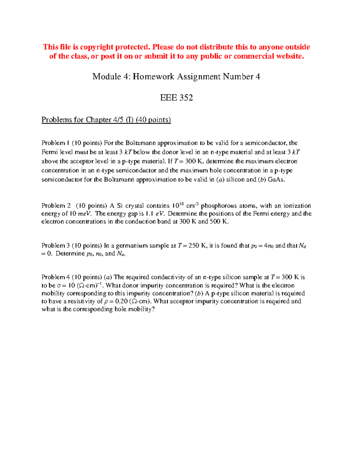 HW 4 for Module 4 - Homework - This file is copyright protected. Please do not distribute this ...