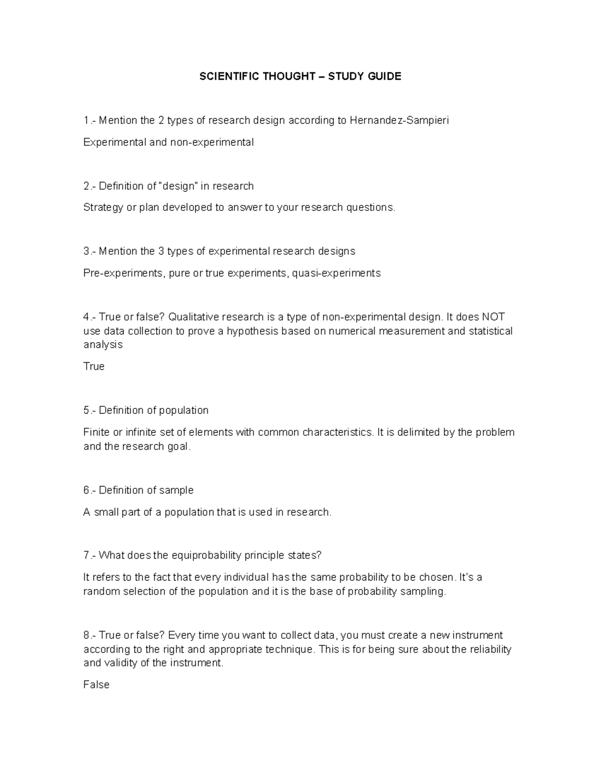 Guía 2do parcial Scientific Thought - SCIENTIFIC THOUGHT – STUDY GUIDE ...