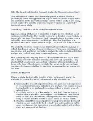 How to Write a Successful Directed Research Study - If you are planning ...