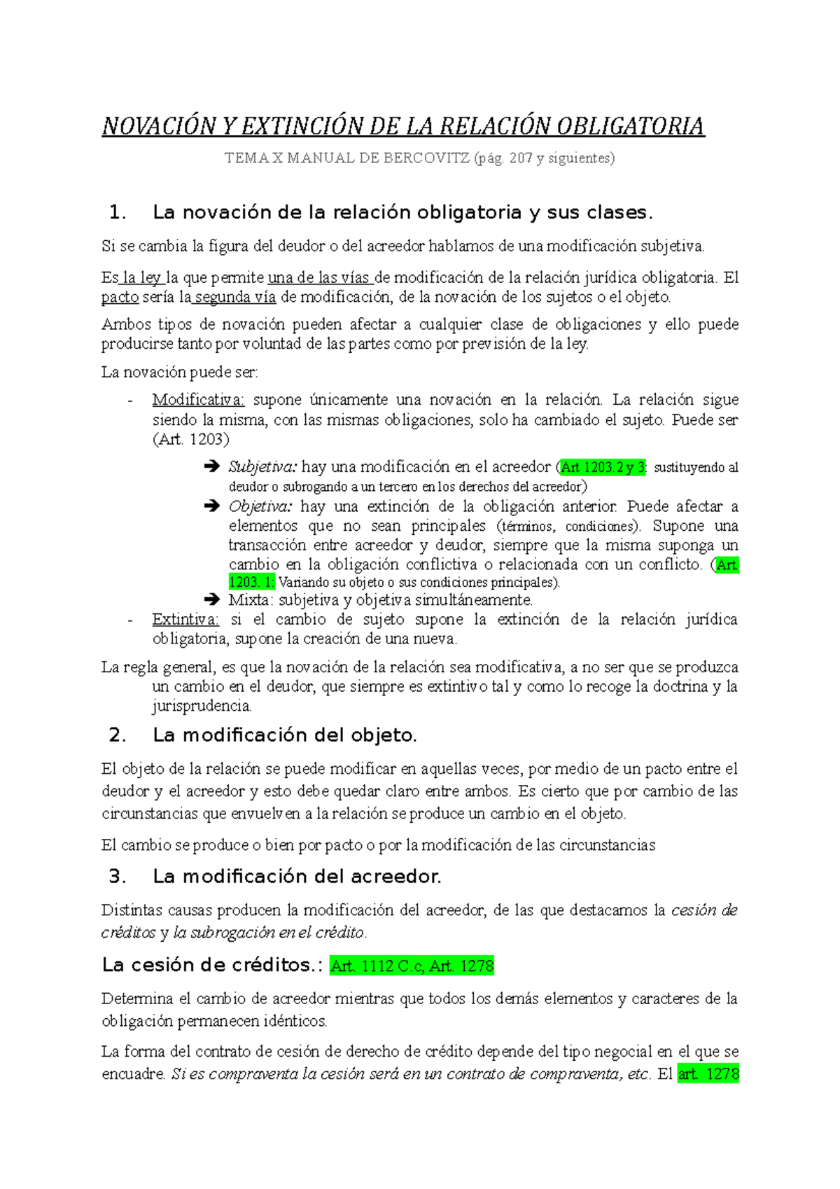 T.6 La novación de la relación jurídica obligatoria - NOVACIÓN Y ...