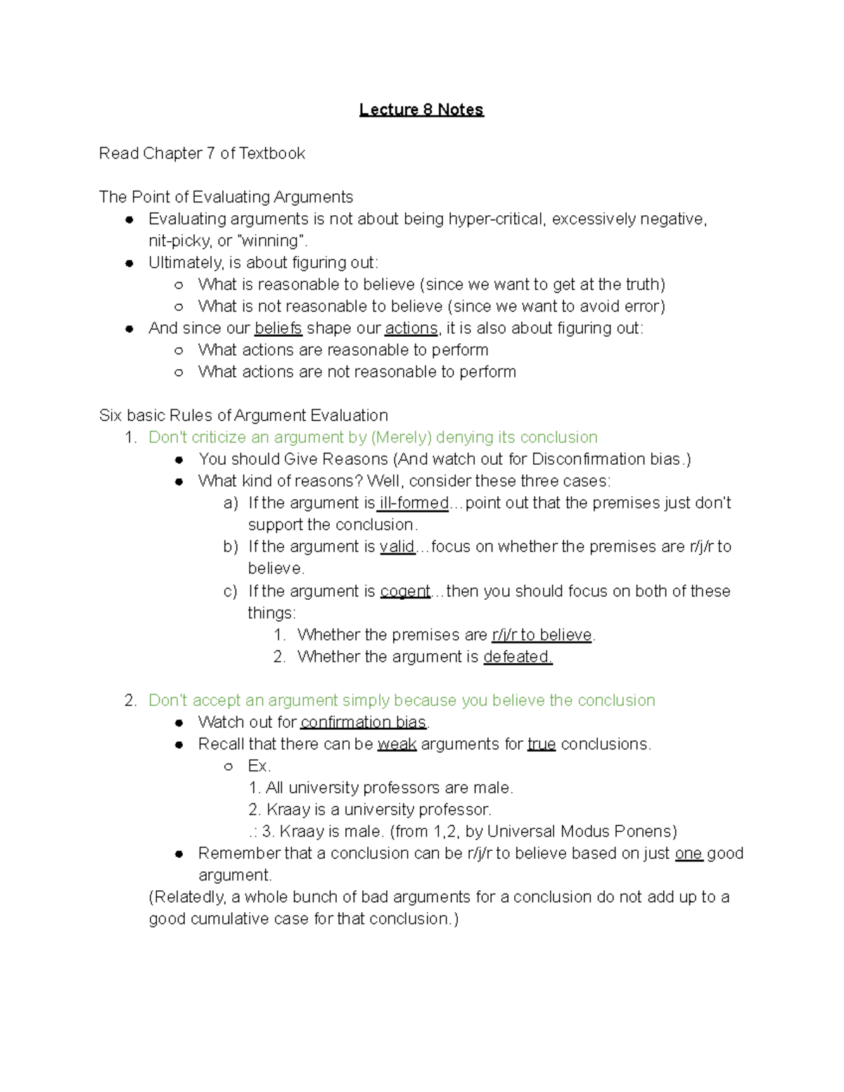 Lecture 8 - Notes - Lecture 8 Notes Read Chapter 7 of Textbook The ...