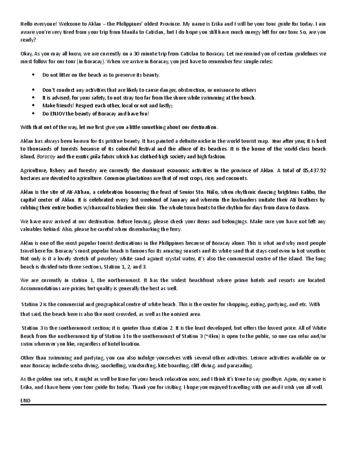 Dokumen - Tour guide - Hello everyone! Welcome to Aklan – the ...