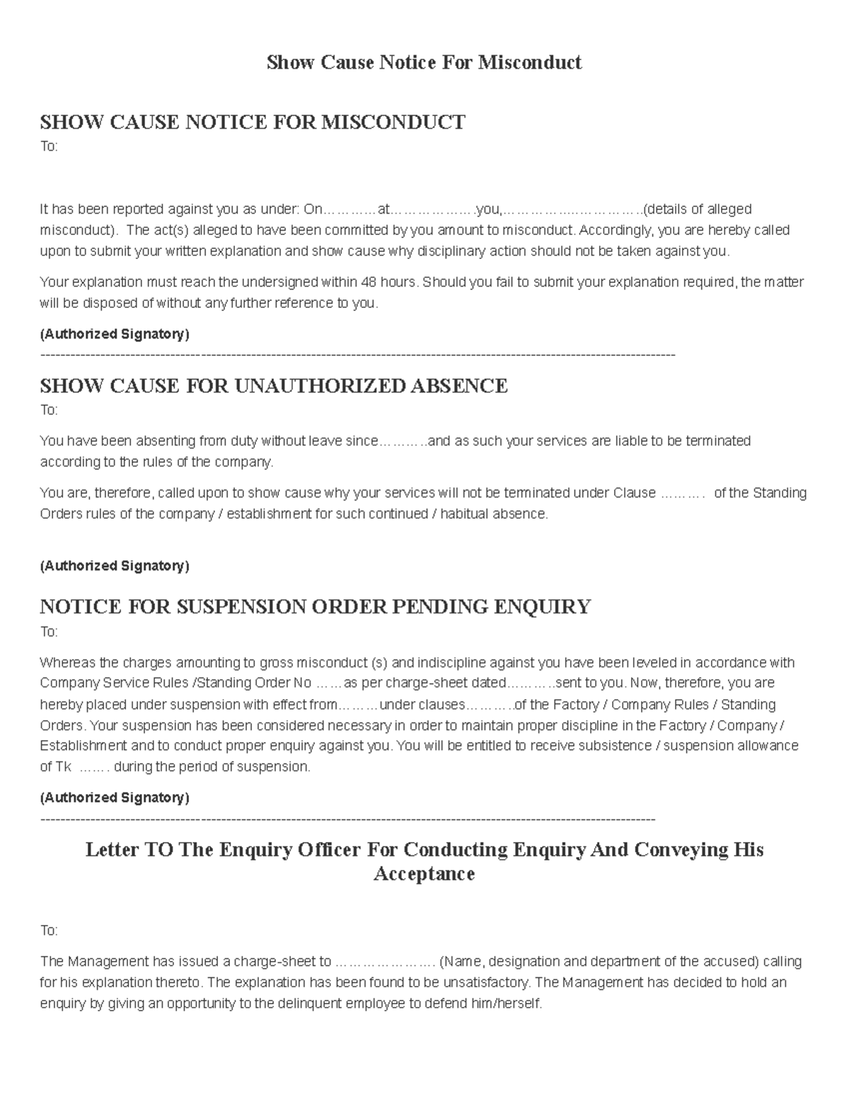 Show Cause Notice For Misconduct Studocu