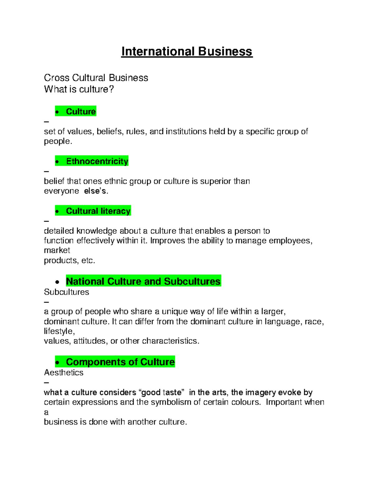 International-Business - International Business Cross Cultural Business ...