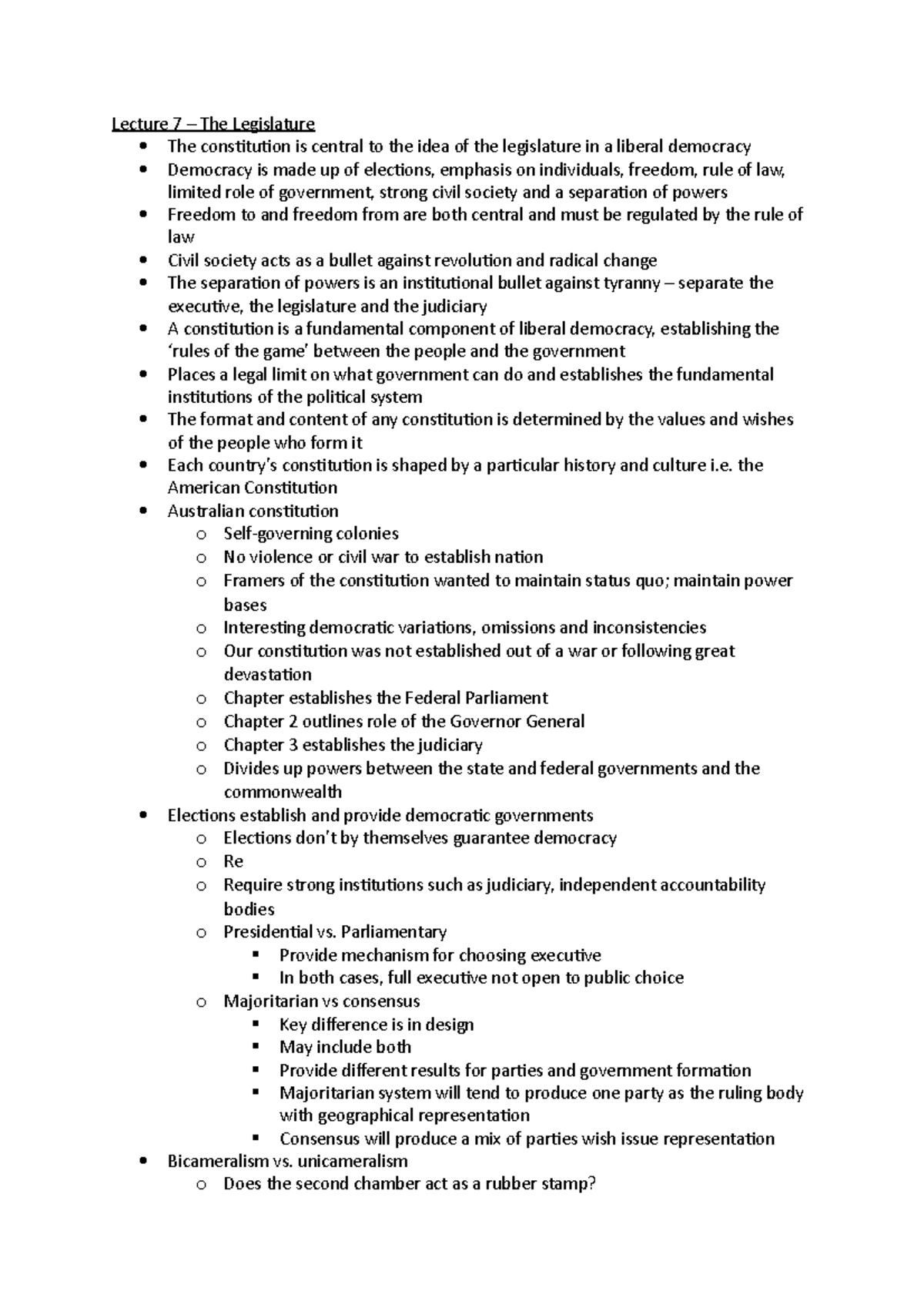 Lecture 7 – The Legislature - Lecture 7 – The Legislature The ...