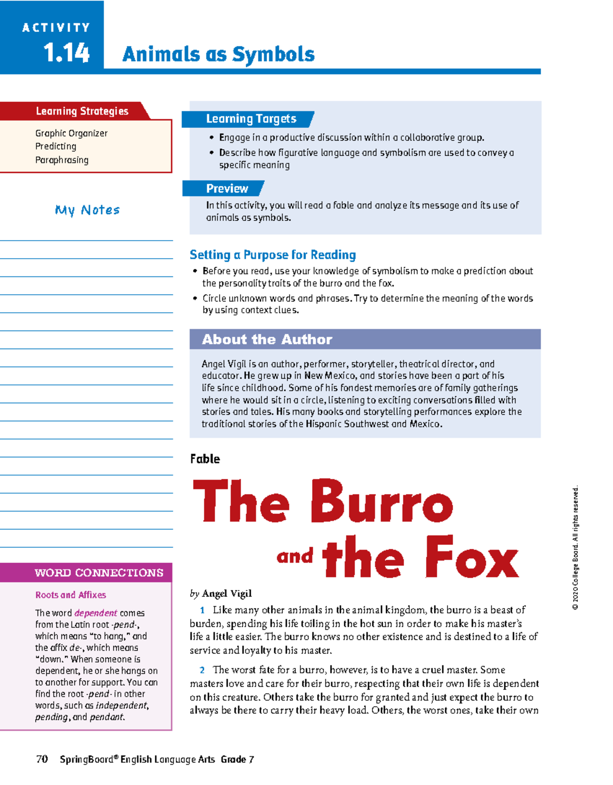 The Burro and the Fox - This was a passage we had to read to determine ...