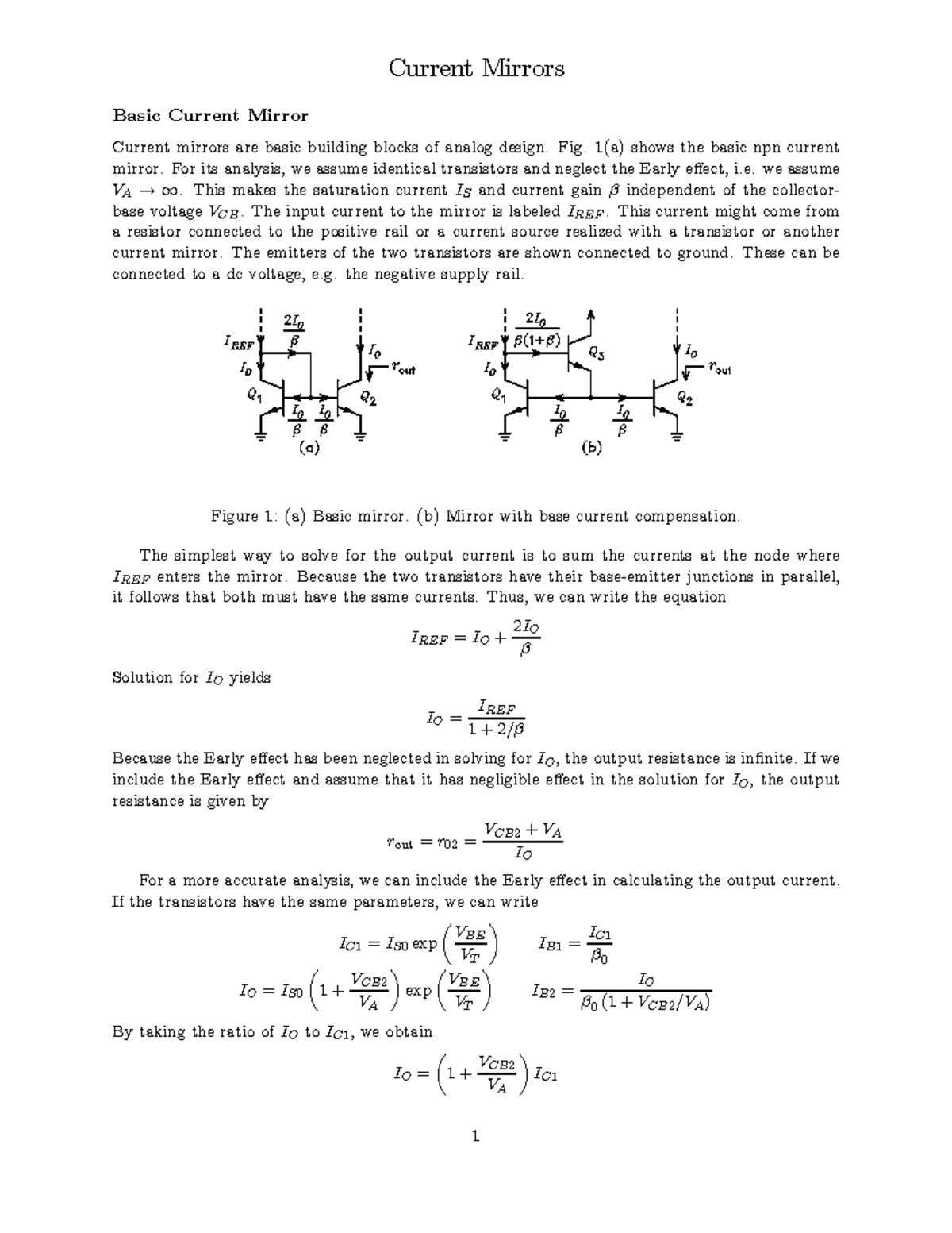 Practical - Current mirrors (basics and more) - Current Mirrors Basic ...