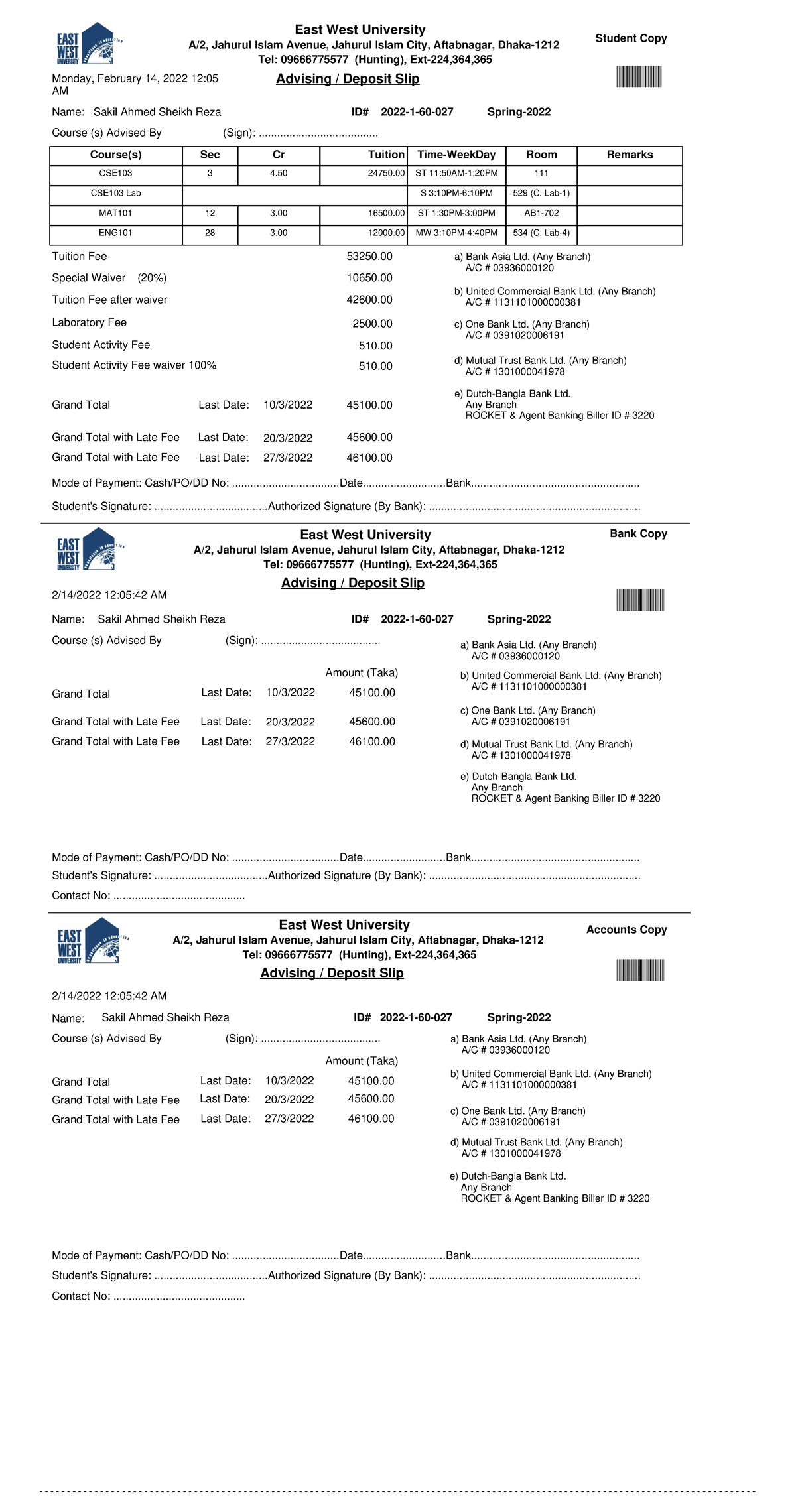 Advising Slip Discount - english - EWU - Studocu