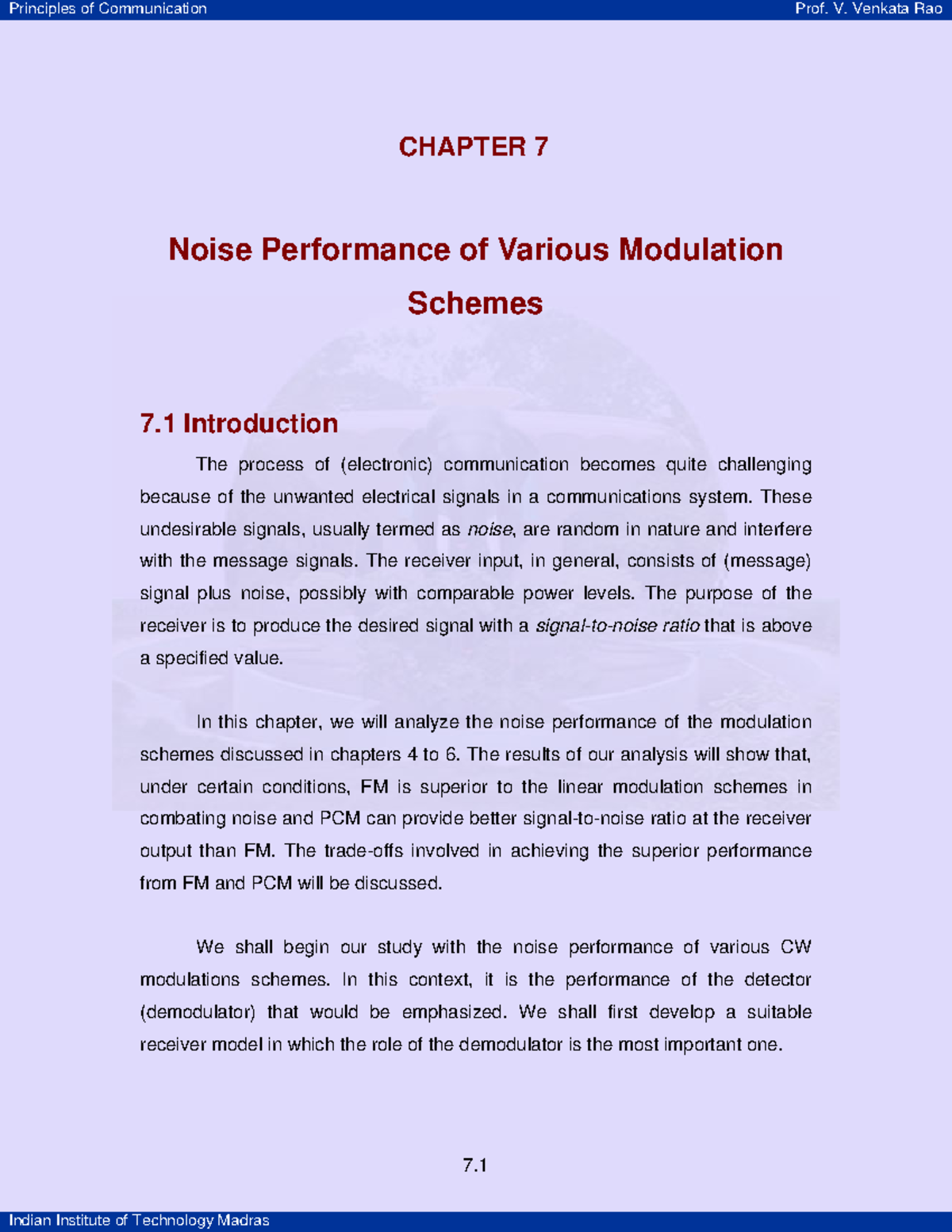 Noise Performance of Various Modulation Schemes - CHAPTER 7 Noise ...