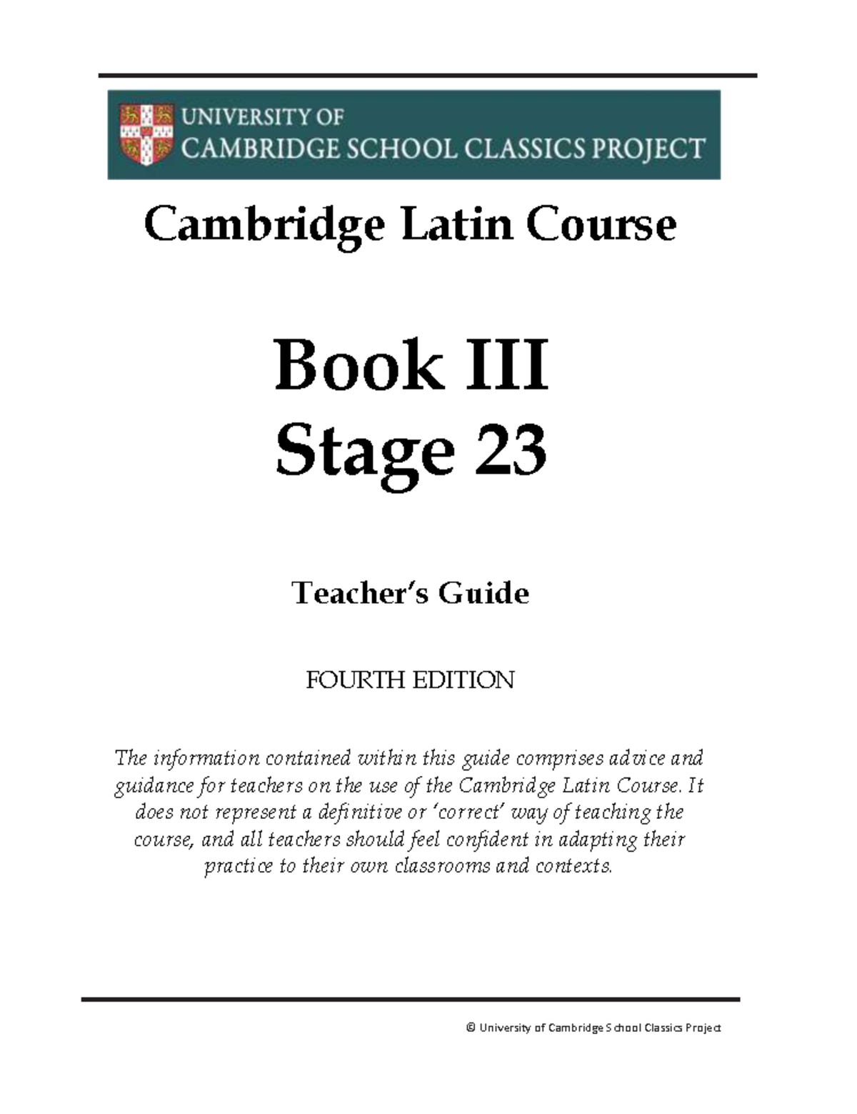 Clc book iii tg stage 23 - Cambridge Latin Course Book III Stage 23 ...