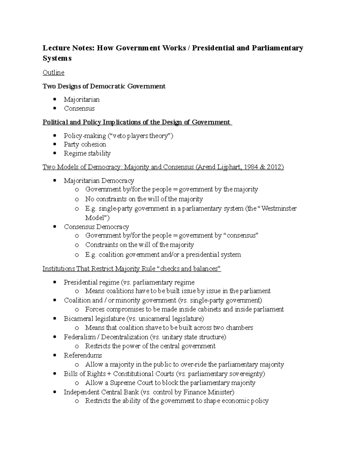 GV101 LT - Week 12 (Lecture and Reading Notes) - Lecture Notes: How ...