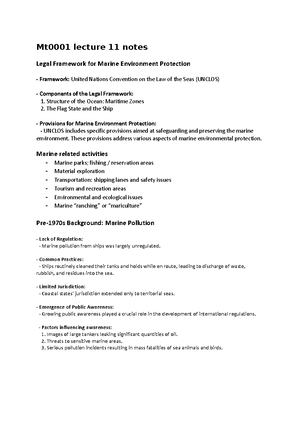 Mt0001 lecture 8 notes - Lect 8: shipping and the environment Shipping ...