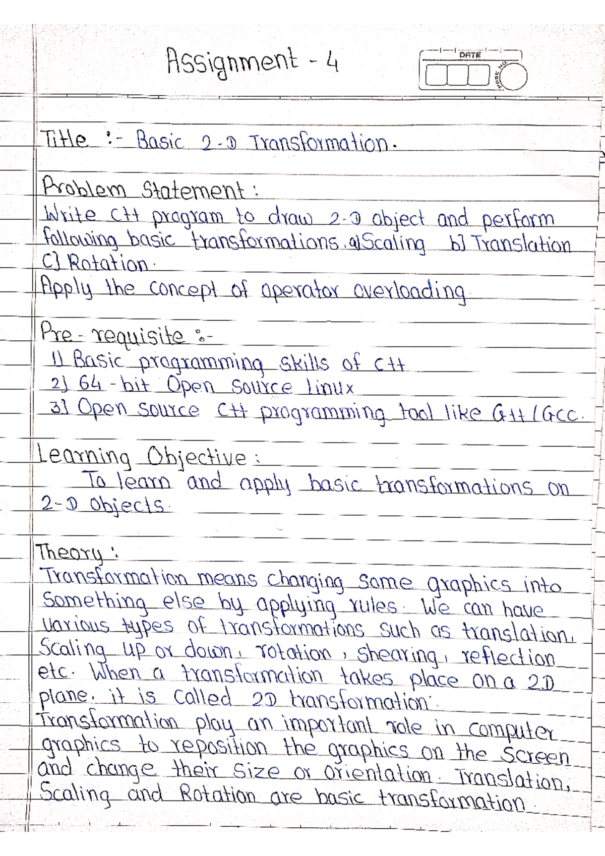 Cgl-4 - Computer graphics lab assignment no 5 - Computer Engineering - SPPU - Studocu