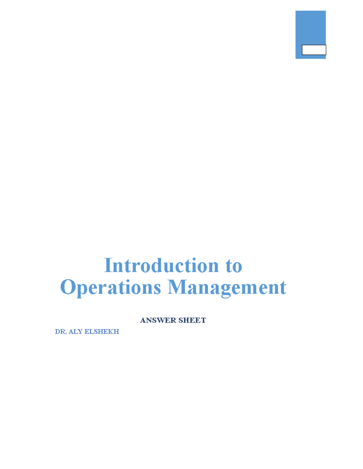 01 - Introduction to Operations Management (Ch01) - Q&A - Introduction ...