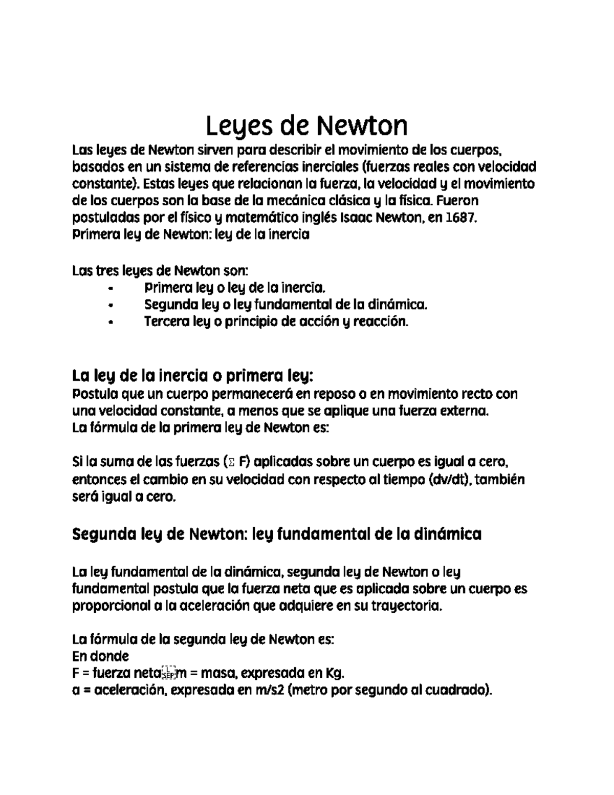 Leyes DE Newton - Apuntes - Informatica - Σ - Studocu