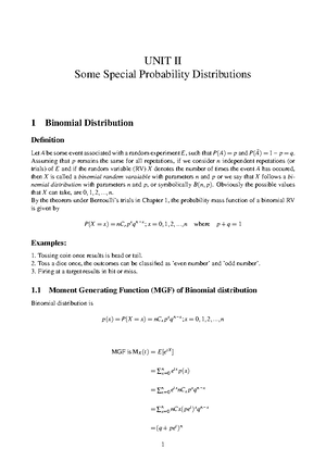 Unit 2-Theoretical distribution - Probability and Queuing Theory - Studocu