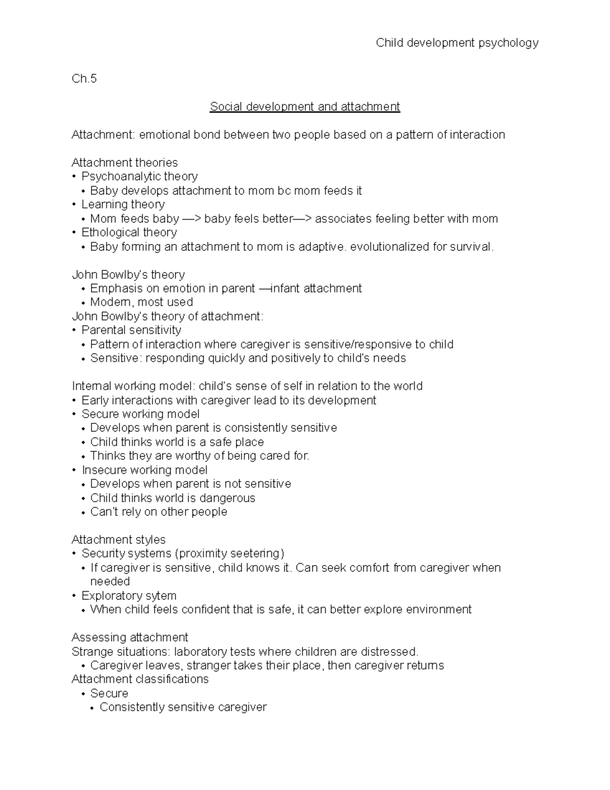Child develp psy ch.5 notes - Child development psychology Ch. Social ...