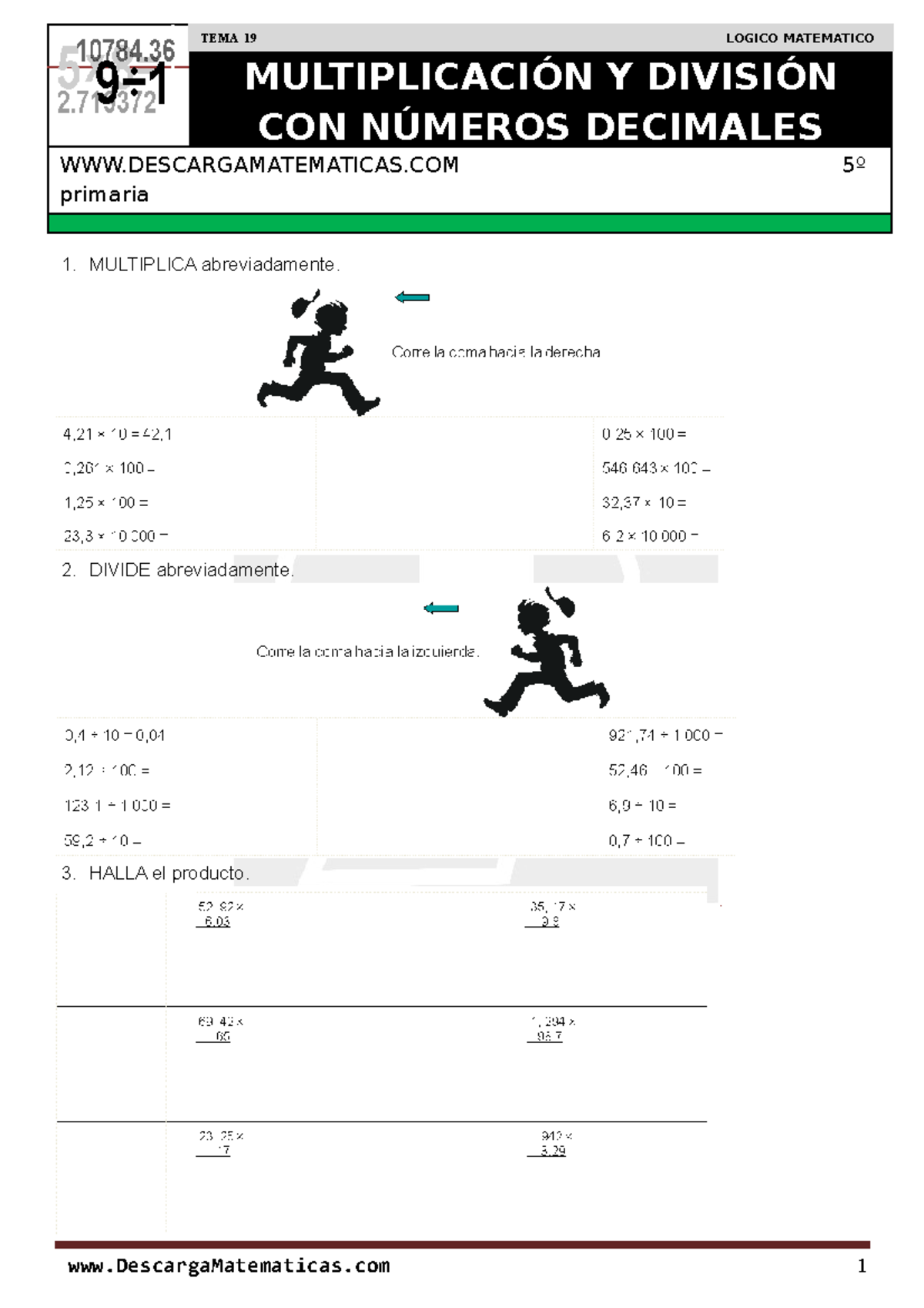 19- Multiplicación-Y- División-CON- Números- Decimales- Quinto-DE ...