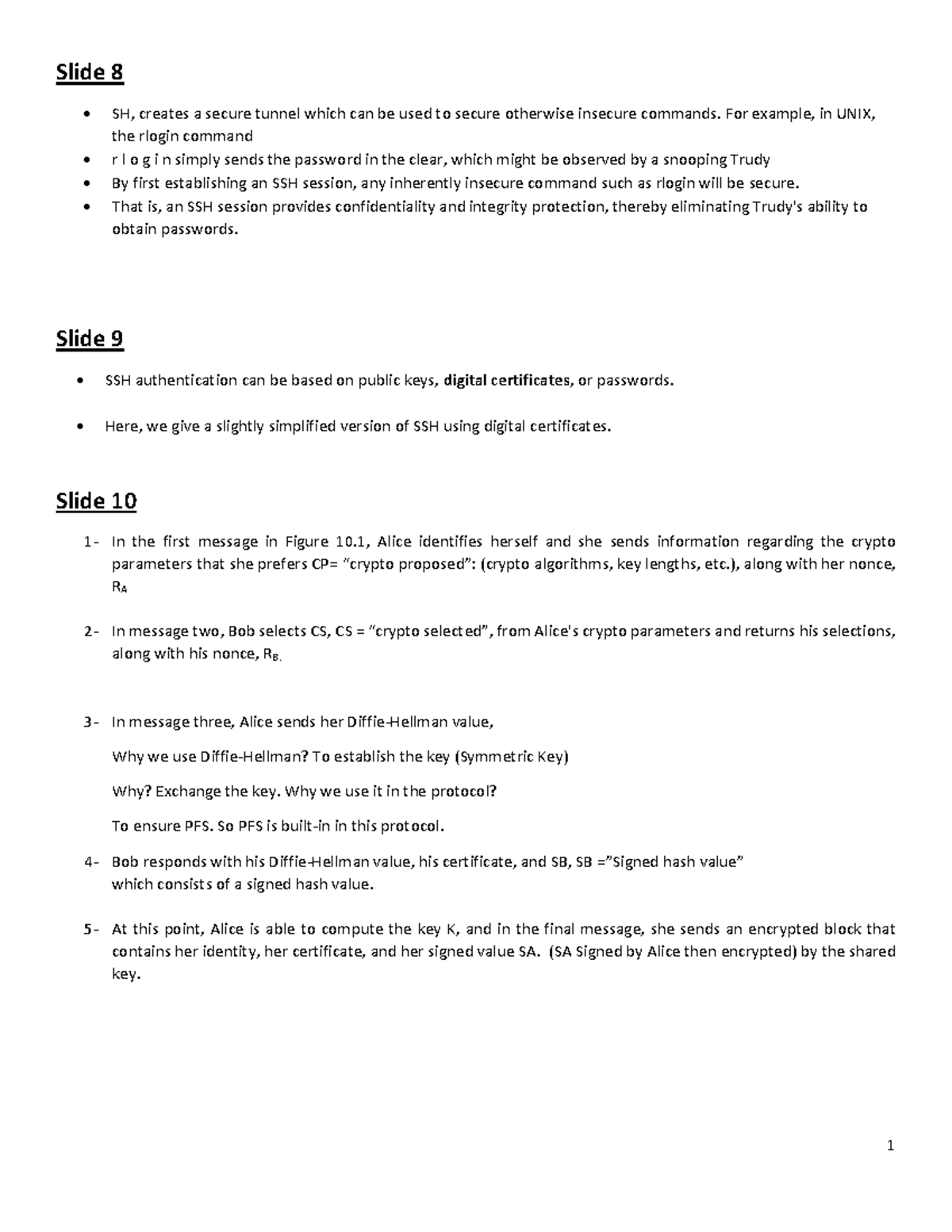 Chapter 10-z Handouts and notes - Slide 8 • SH, creates a secure tunnel ...