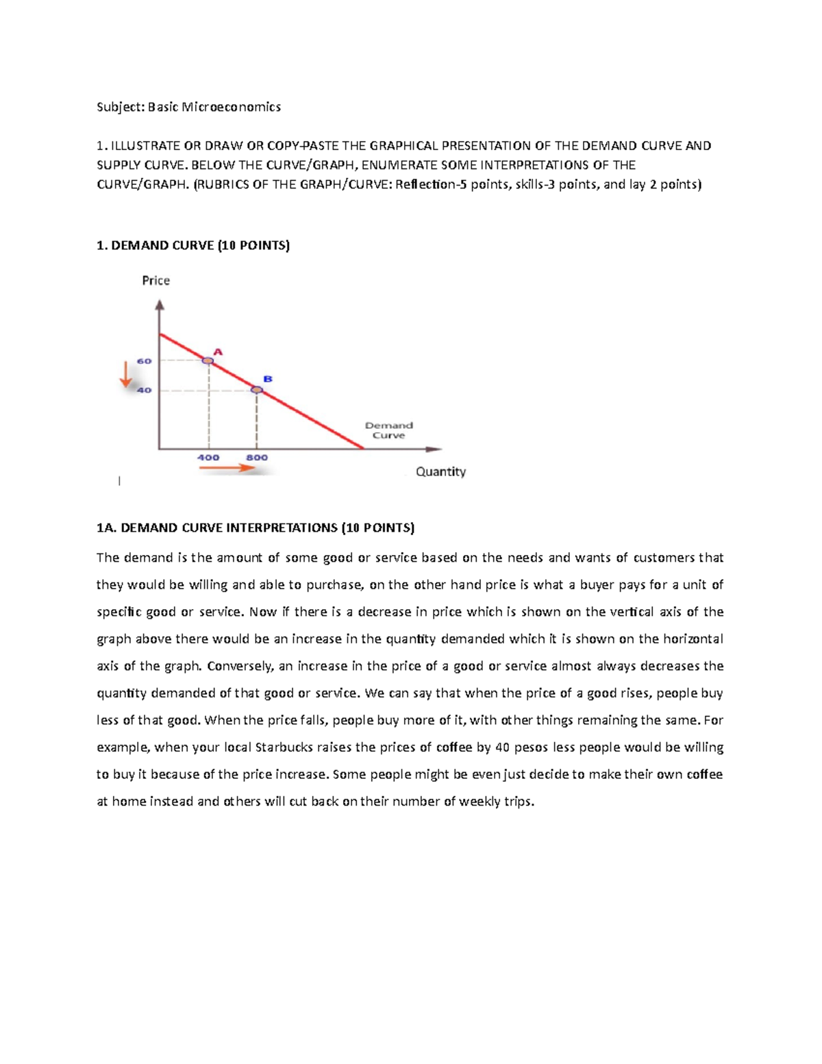 1 - Demand and Supply Curve - Subject: Basic Microeconomics ILLUSTRATE ...