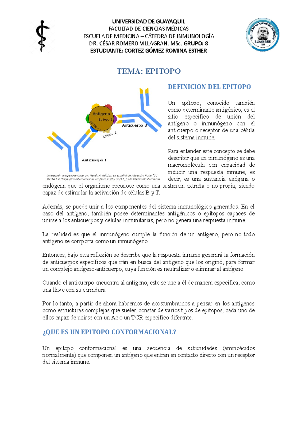 Epitopo Inmunologia - UNIVERSIDAD DE GUAYAQUIL FACULTAD DE CIENCIAS ...