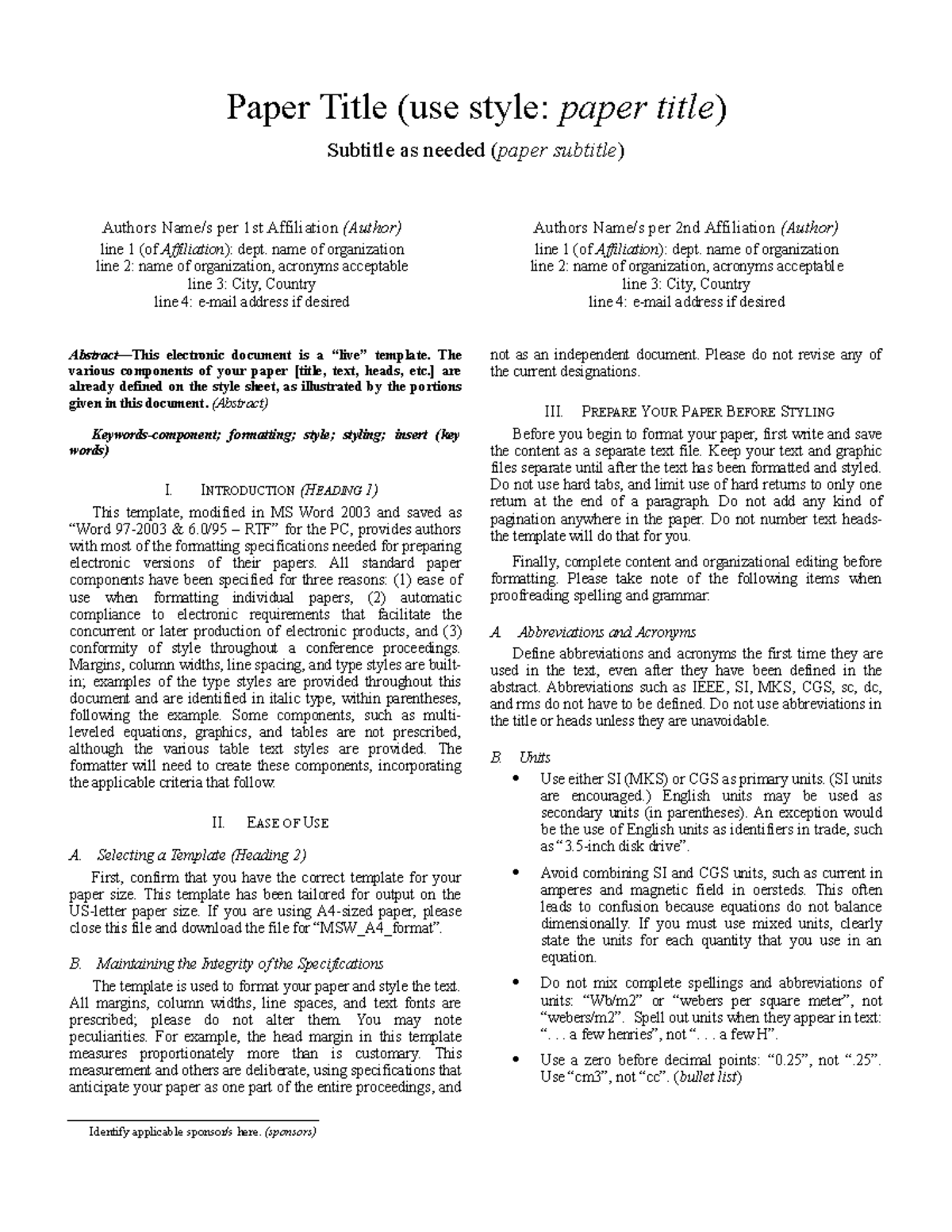 MSW USltr format - Paper Title (use style: paper title ) Subtitle as ...