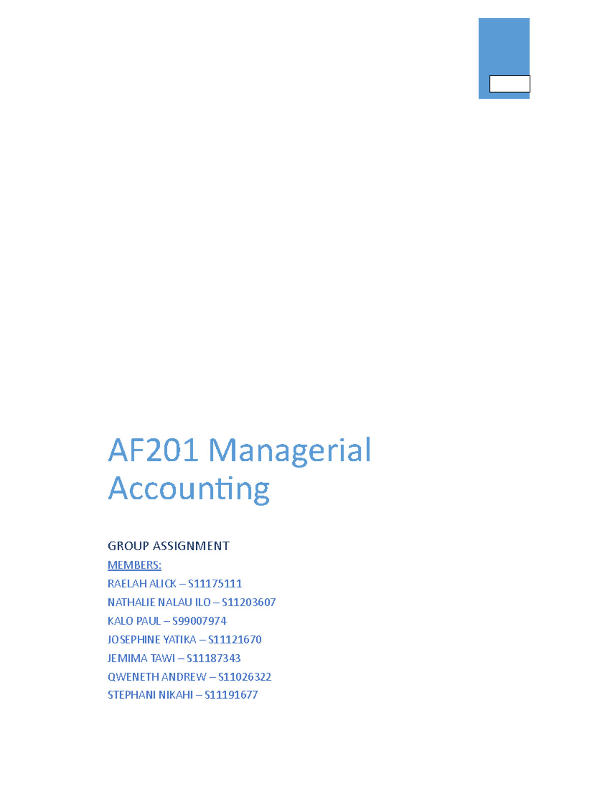 Assignment final - Compulsory coursework assessment - AF201 Managerial ...