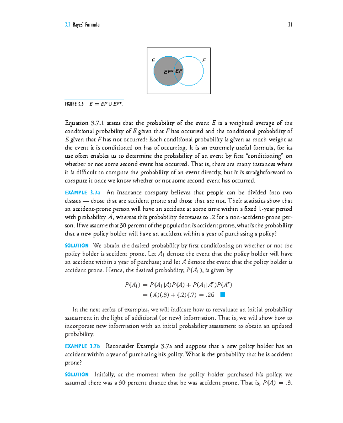 Elements of Prob 3 - 3 Bayes’ Formula 71 E F EF c EF FIGURE 3 E = EF ∪ ...