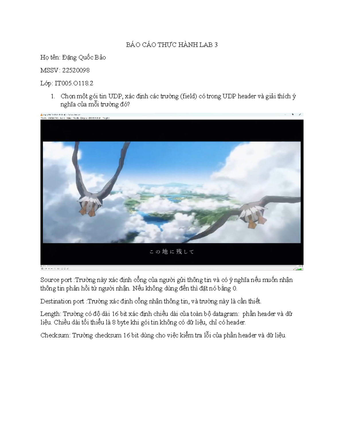 2252009 8 Dang Quoc Bao Bao Cao Lab 3 - BÁO CÁO THỰC HÀNH LAB 3 Họ tên: Đặng Quốc Bảo MSSV ...