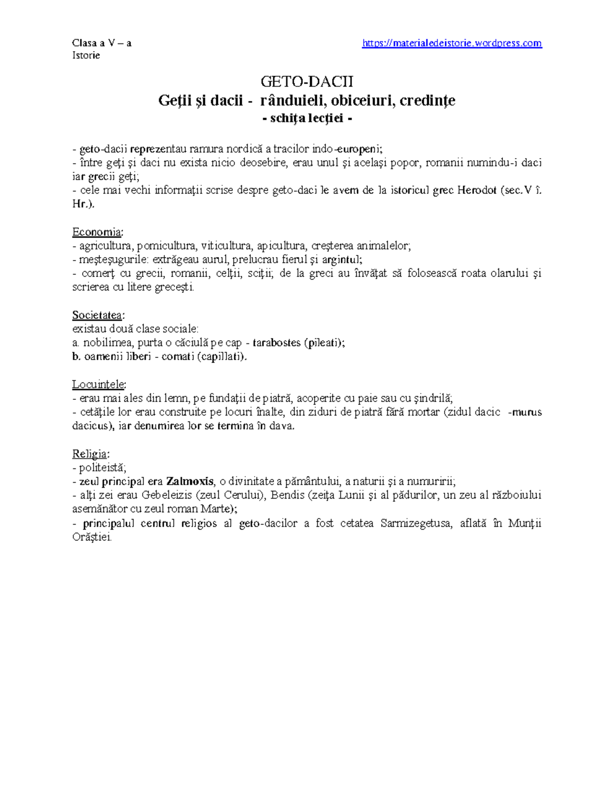 Getii-si-dacii - Summary Istoria Şi Didactica Istoriei - Clasa a V – a ...