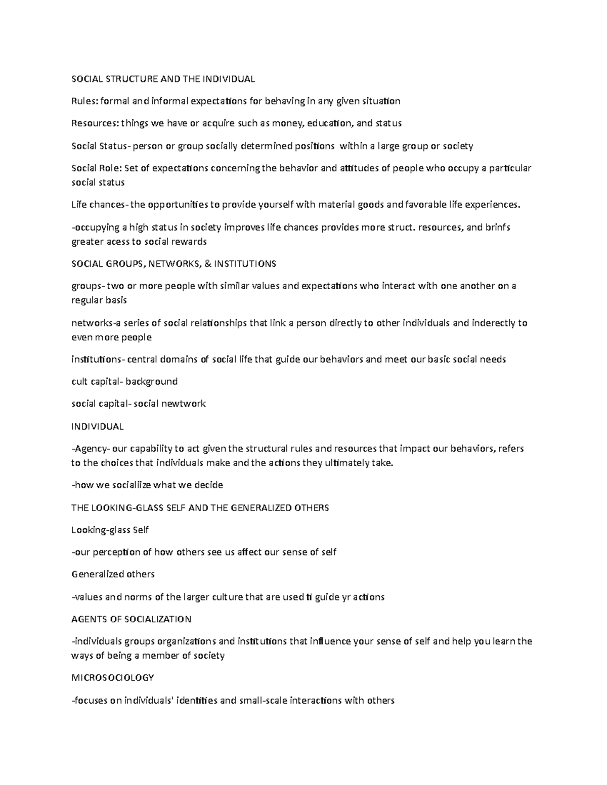 Sociology Social Structure NTS - SOCIAL STRUCTURE AND THE INDIVIDUAL ...