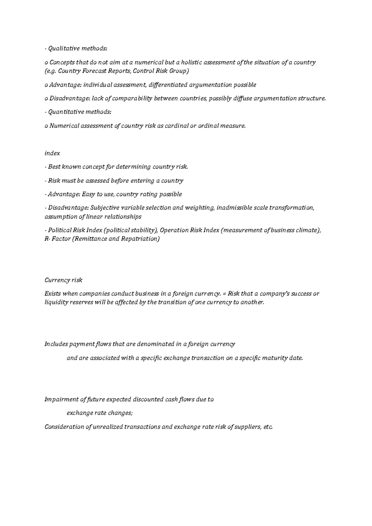 Qualitative methods - Management notes - Qualitative methods: o ...