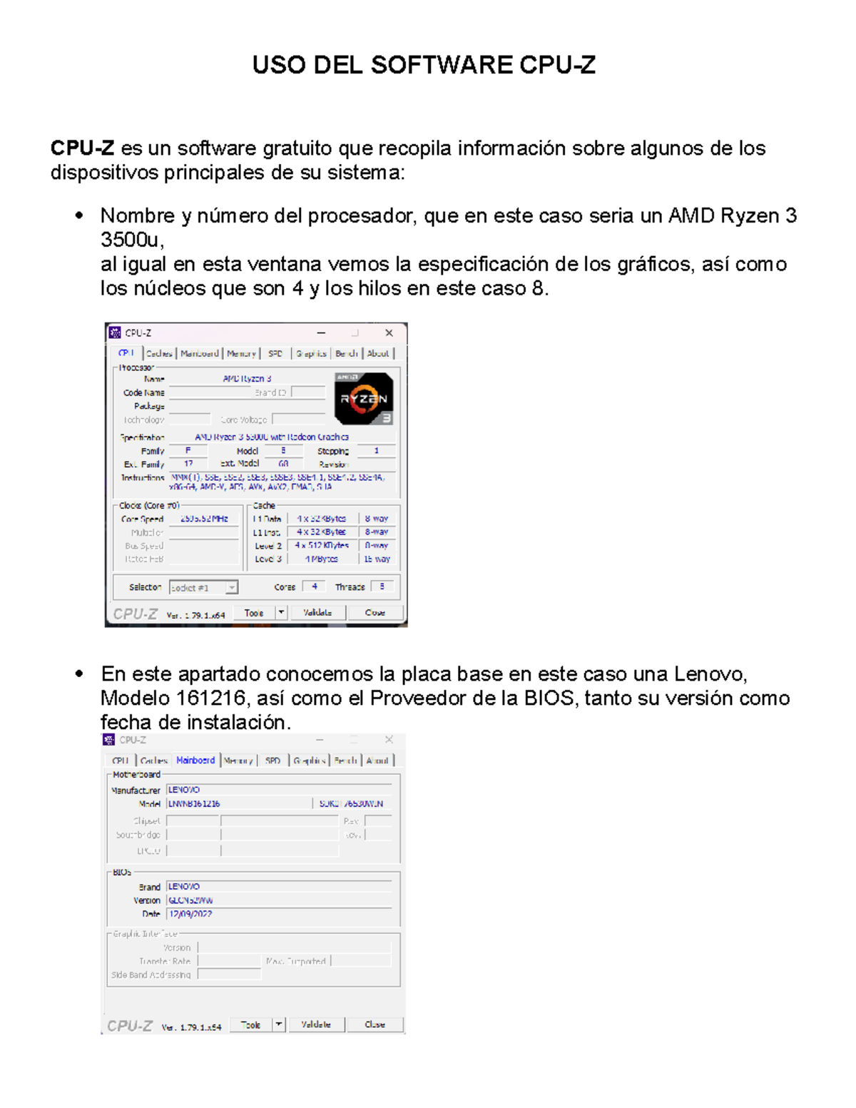 USO DE EL Software CPU - USO DEL SOFTWARE CPU-Z CPU-Z es un software ...