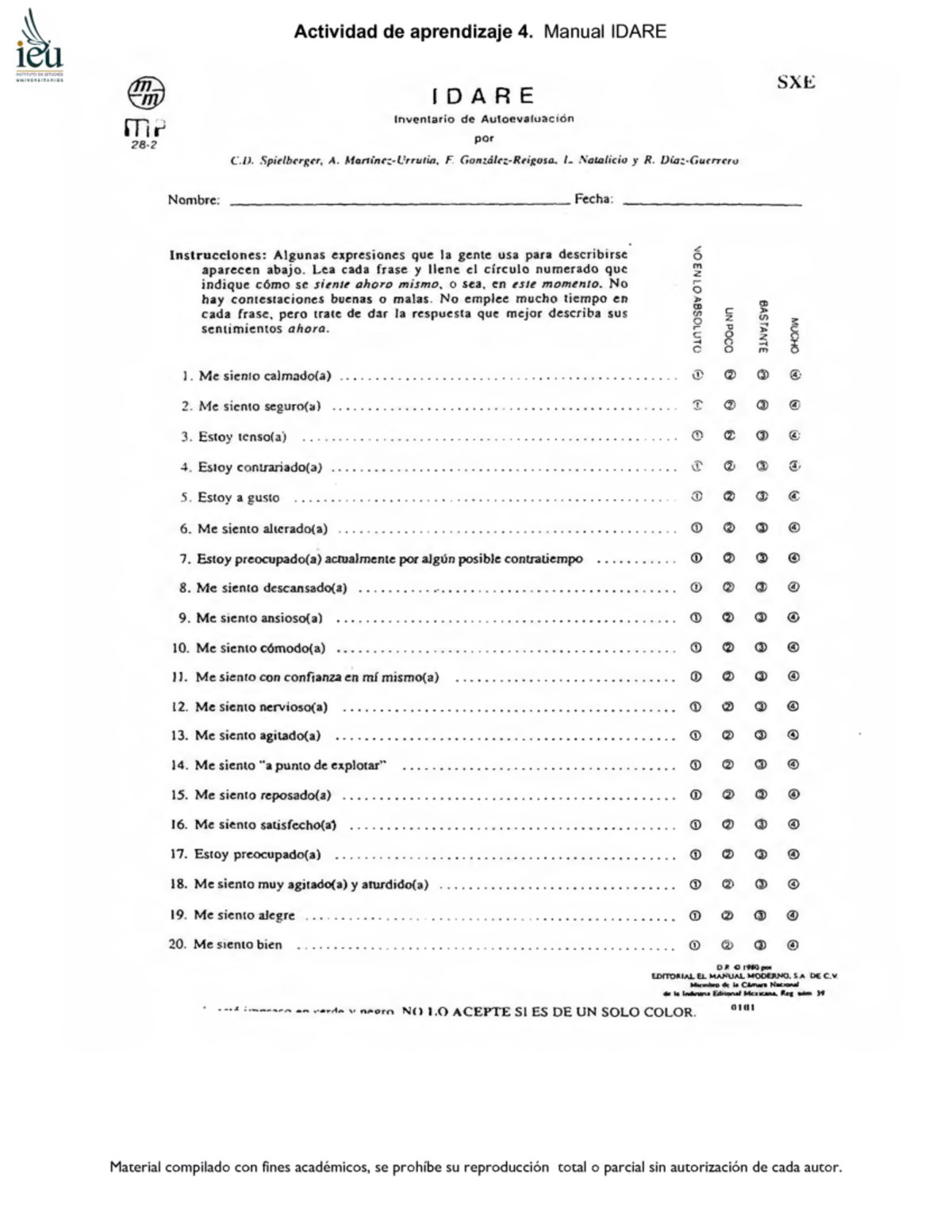 Manual idare - Psicometría - Studocu